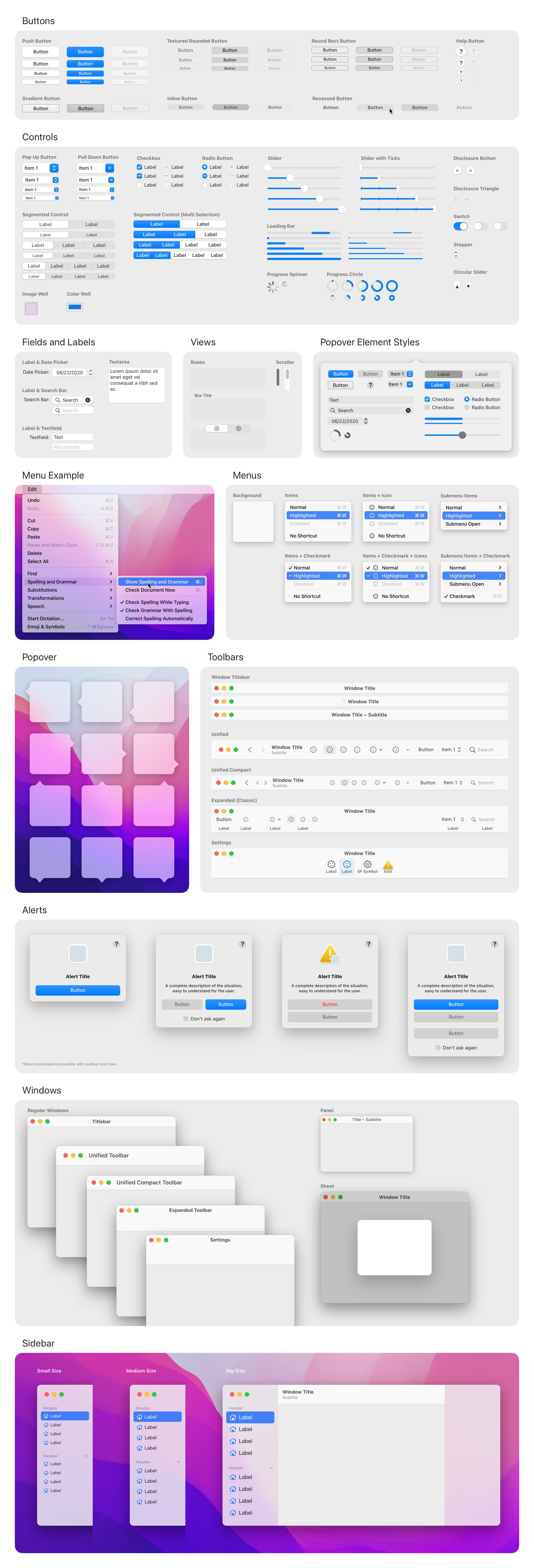 macOS 12 Monterey UI Kit – for Sketch